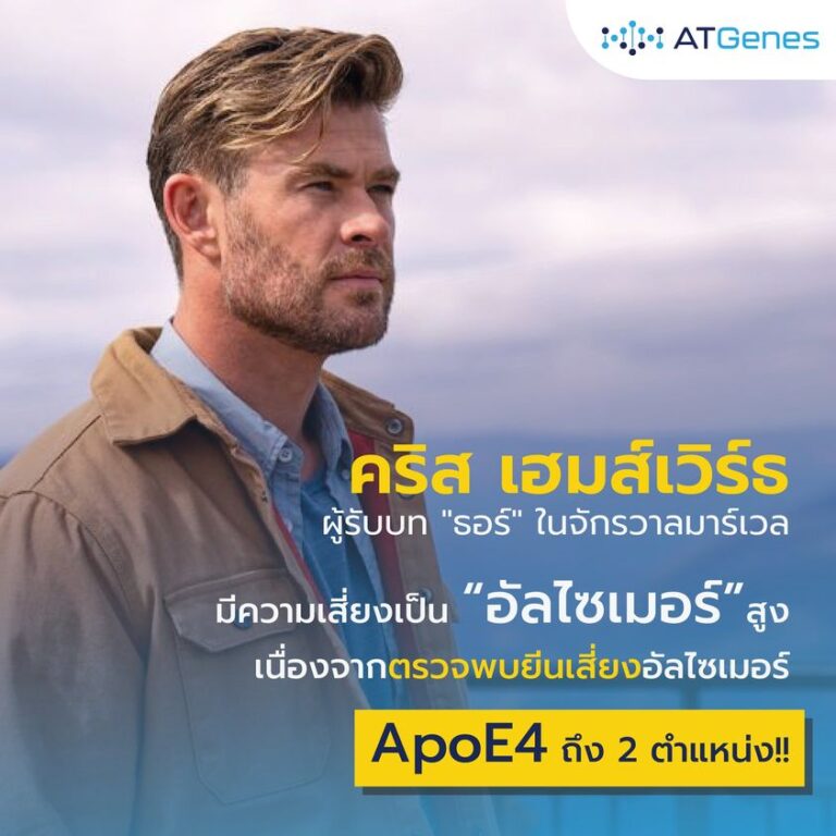 คริส เฮมส์เวิร์ธ นักแสดง ผู้รับบท ธอร์ เทพเจ้าสายฟ้า ได้เปิดเผยว่าตนเองมีความเสี่ยงเป็น "โรค ...